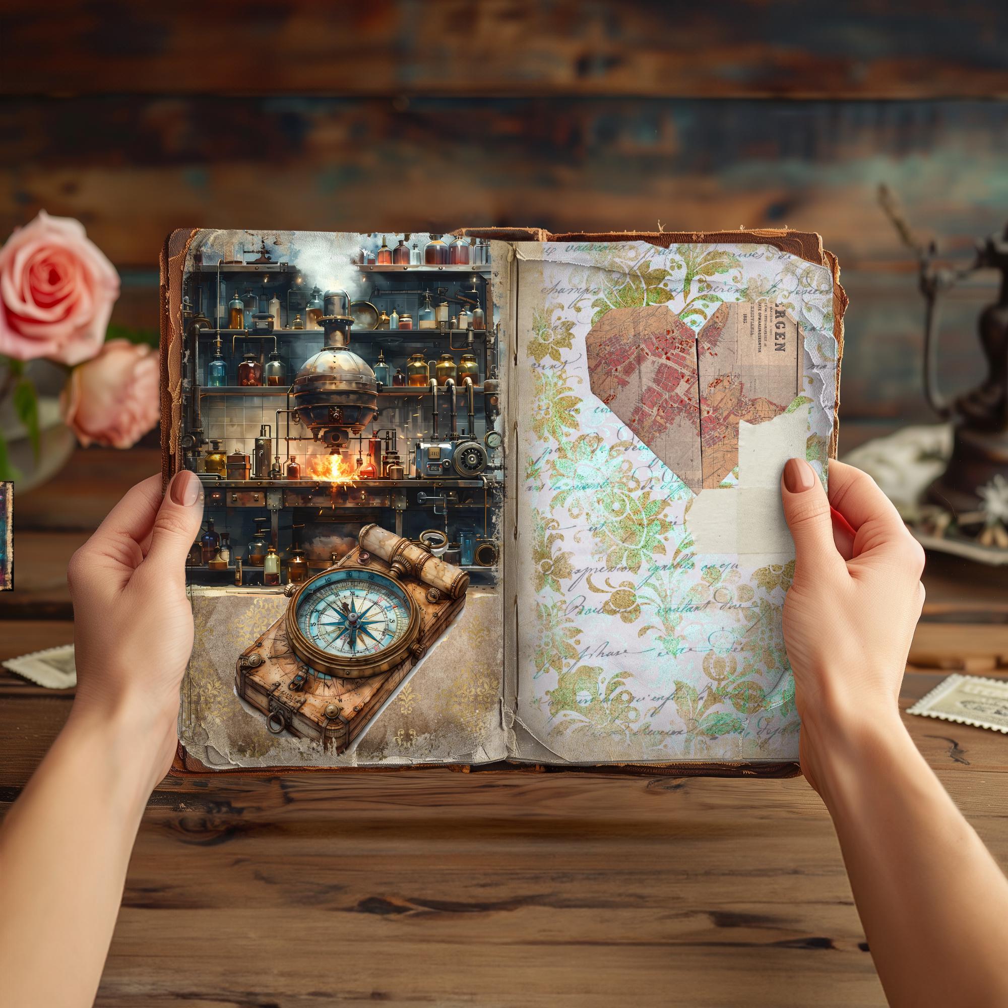 Junk Journal Printable Paper, Steampunk School Pages, Ephemera Jpg ...