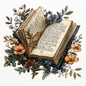 Floral Spell Book Clipart Bundle: Whimsical Junk Journal Graphics (PNG ...