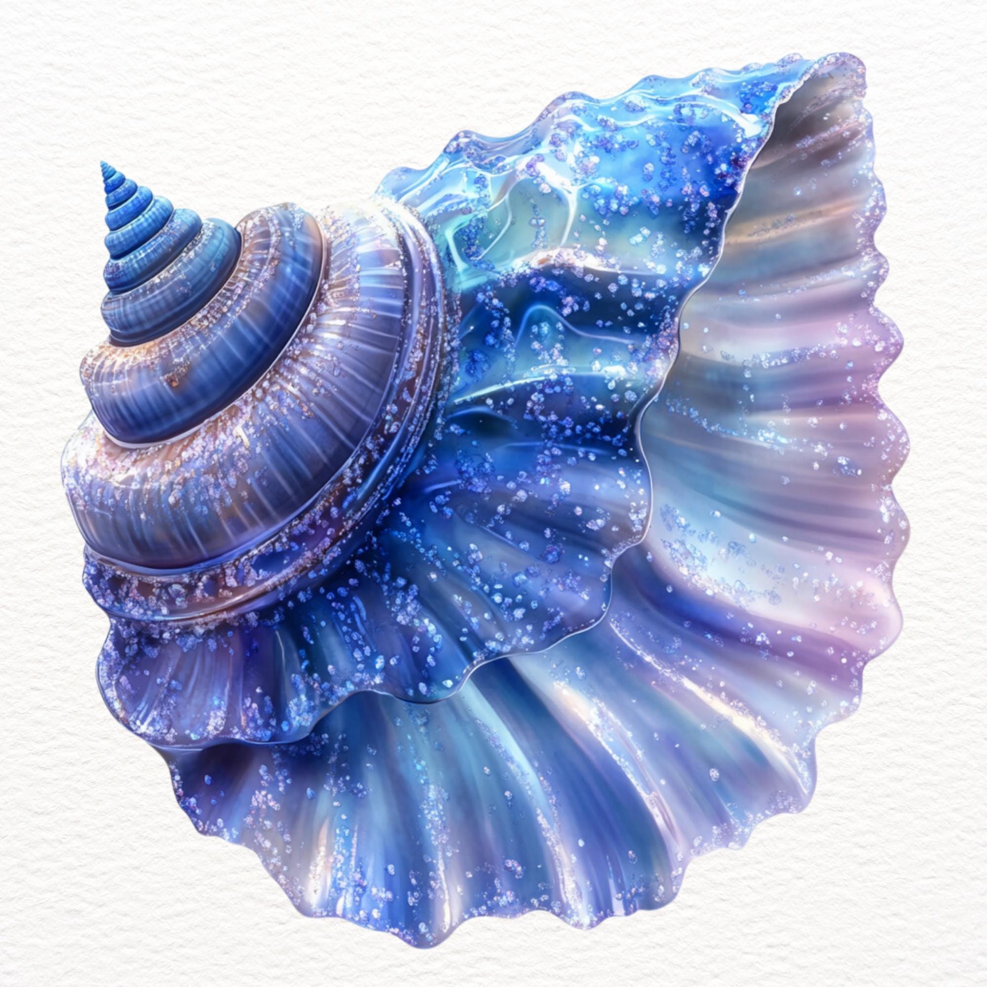 16 Blue Whale Seashells Clipart PNG Bundle, Digital Graphic, Ocean ...