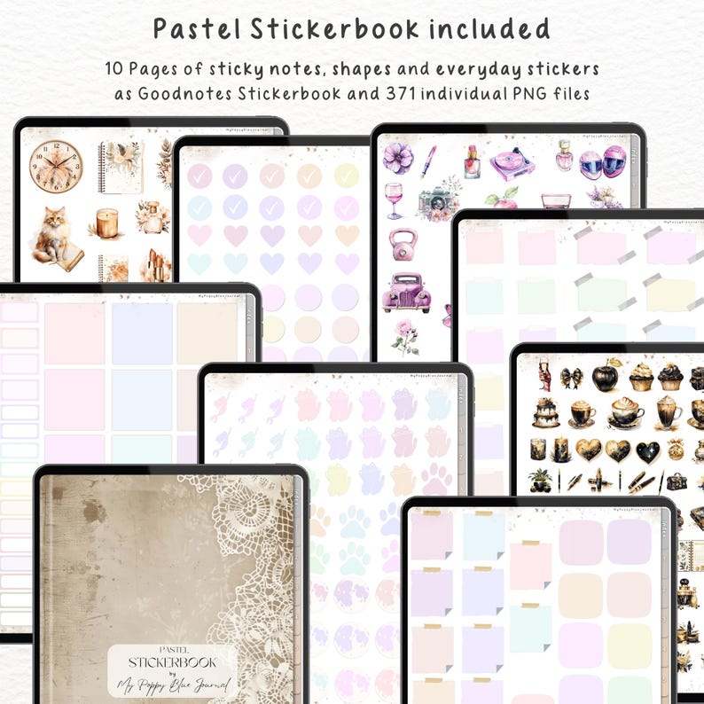 Green Digital Notebook: Summer Tabs, Pastel Stickers (goodnotes) - Etsy