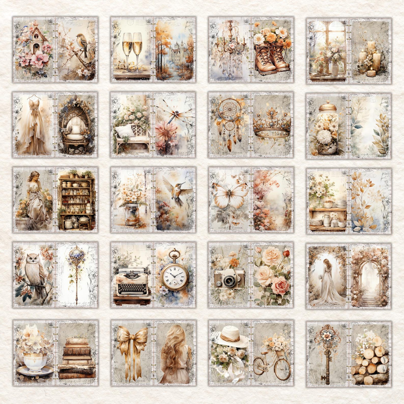 Gentle Junk Journal Printable Paper, Beige Dreams Letter Writing Paper ...