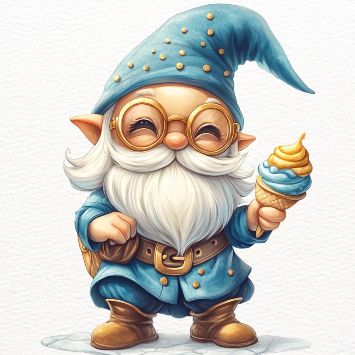 Ice Cream Gnome Clipart Bundle: Summer PNG Illustrations (commercial ...