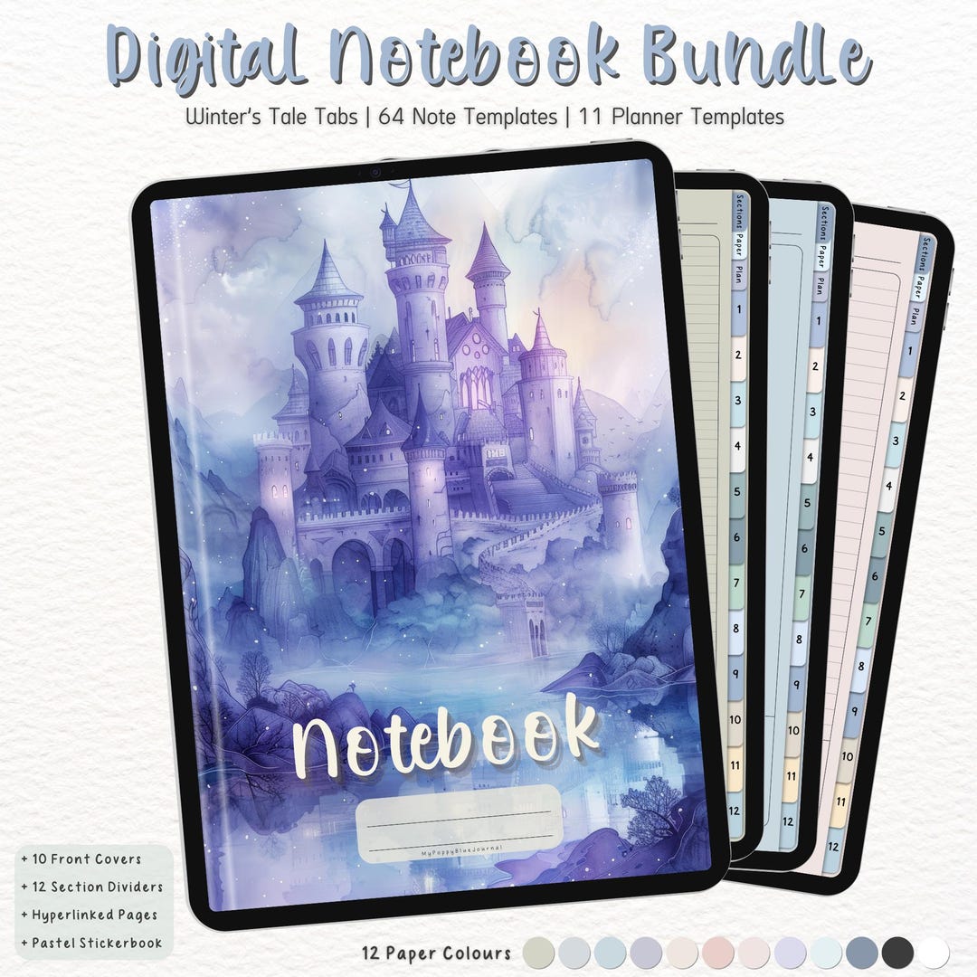 Digital Notebook Bundle, Digital Notes Template, Goodnotes Notebook ...