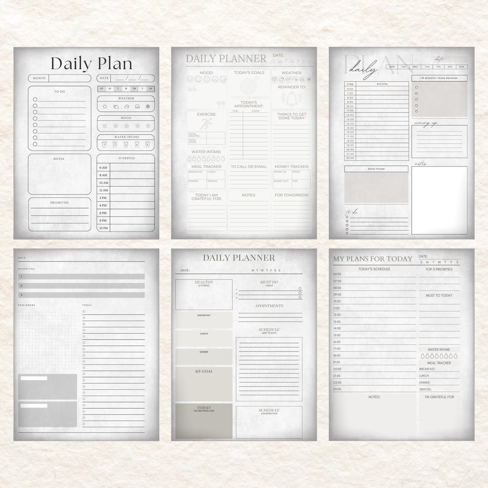 Disc Planner Inserts, Junk Journal Printable Pages, Daily Craft Papers ...