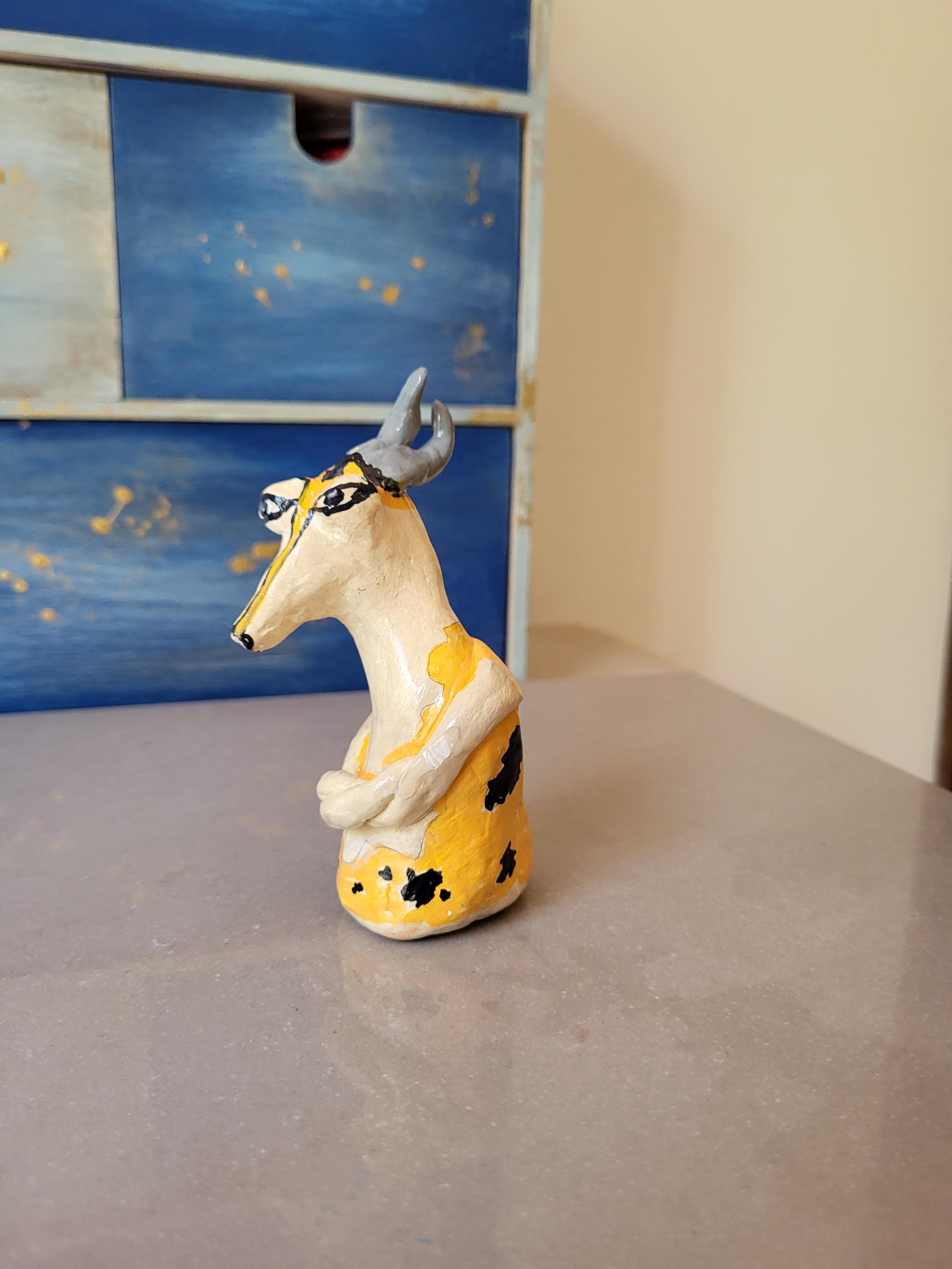 Cute Clay Figurine Funky Goat, Unique Handmade Desk Buddy. Funny Best ...