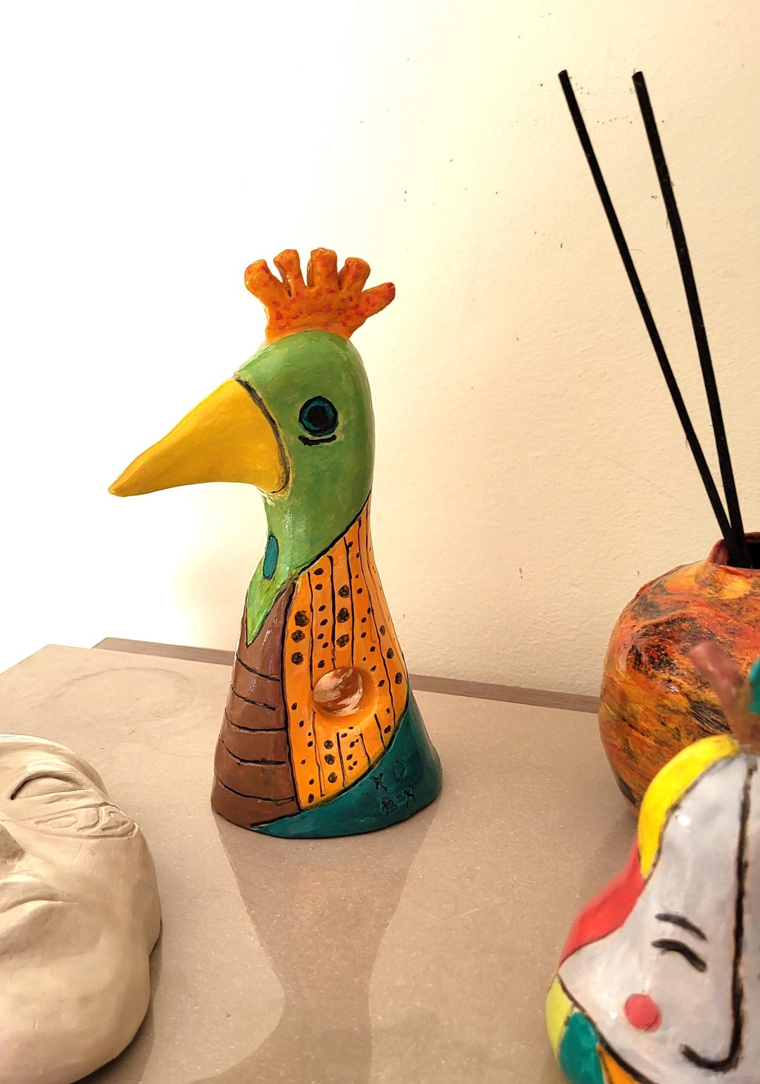 Handcrafted Bird, Cute Clay Figurine, Great Child Gift Boy or Girl ...