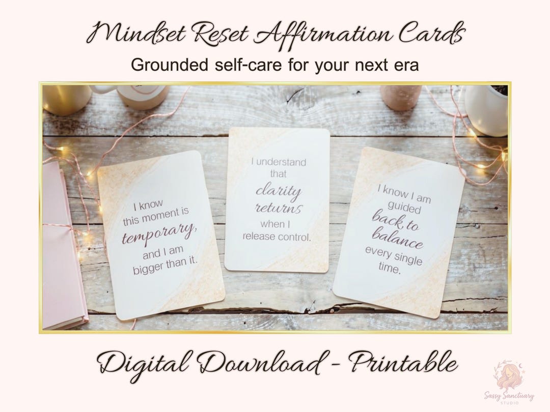 Mindset Reset Affirmation Cards Printable | Chakra Aligned Self Care ...