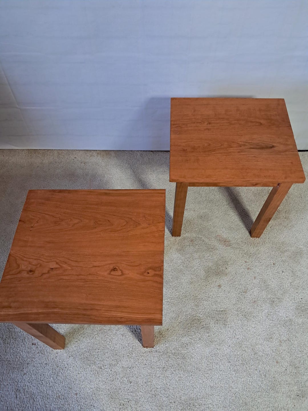 Set of 2 Solid Cherry Wood End Tables - Etsy