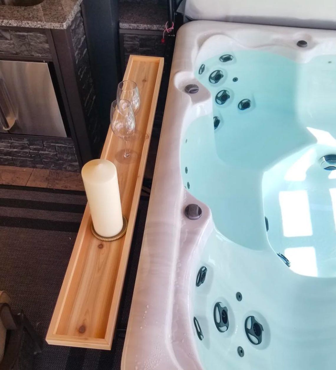 44” Sealed Hot Tub Table for Spa | Spa Table | Hot Tub Decor | Hot Tub ...