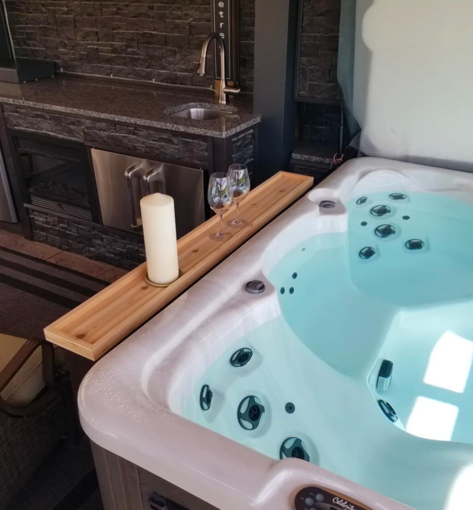 44” Sealed Hot Tub Table for Spa | Spa Table | Hot Tub Decor | Hot Tub ...