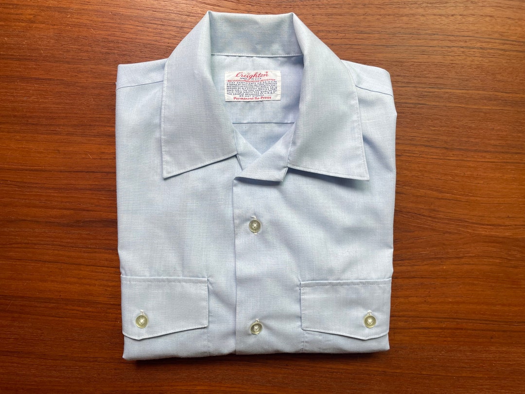 Vintage 1970's Creighton Short Sleeve Button Down - Pale Blue - Etsy