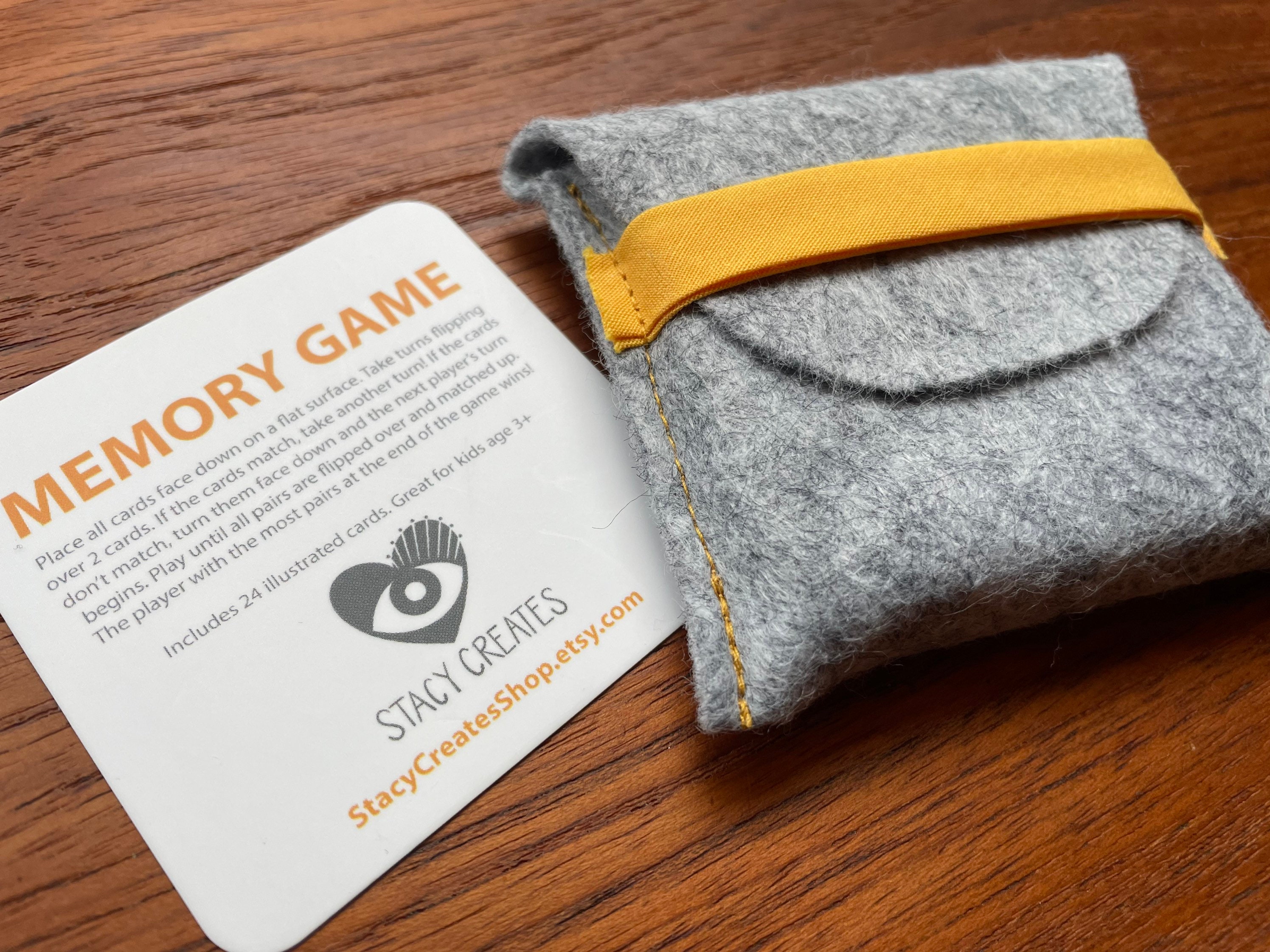 Memory Card Game and Felt Pouch 24 Cards - Etsy