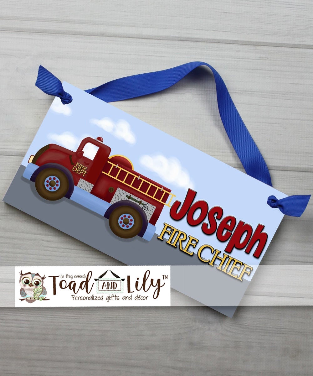 Boys Fire Chief Bedroom DOOR SIGN with Red Firetruck DS0011 | Etsy