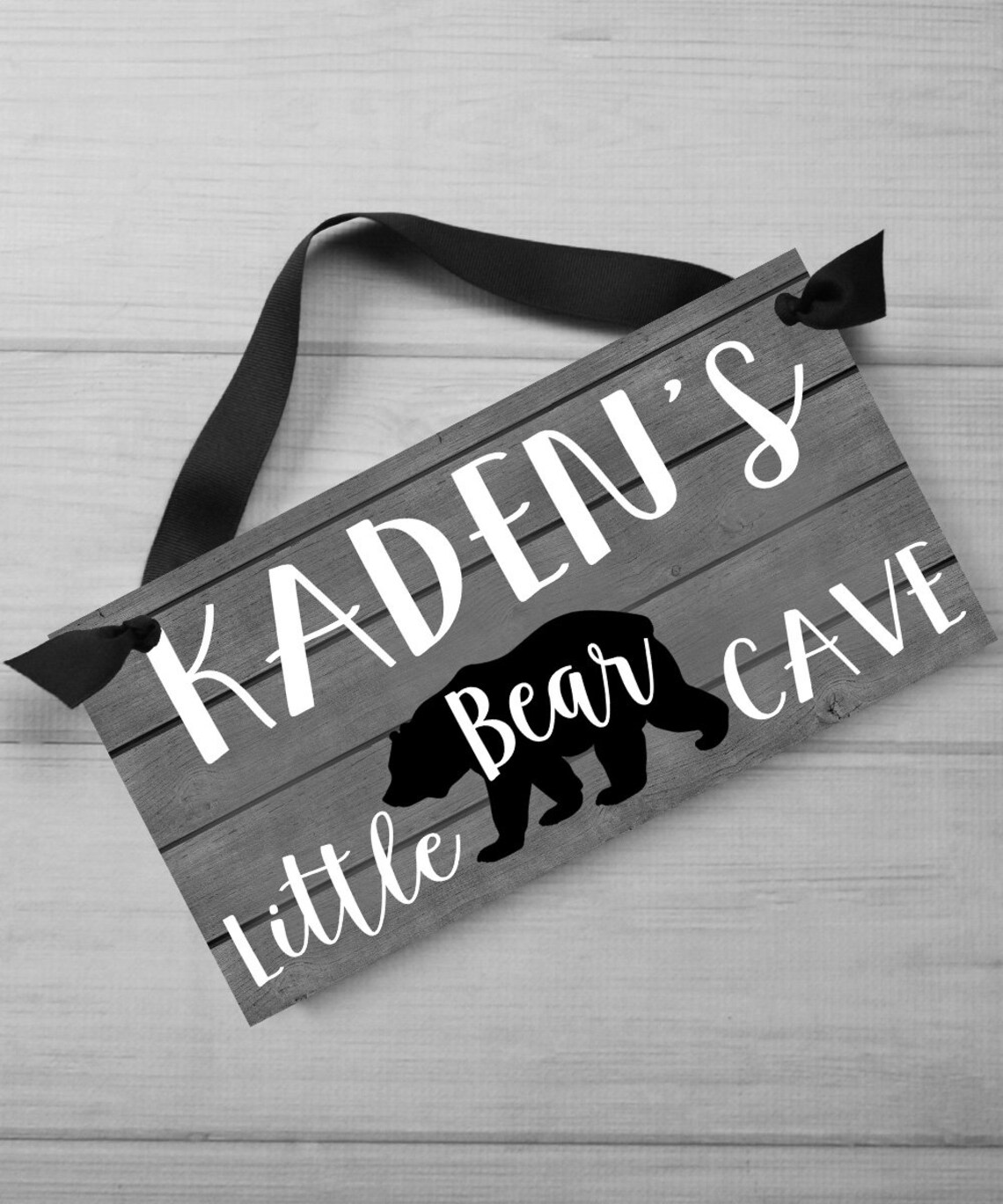 DOOR SIGN Little Man Bear Cave Dark Grey Woodland Bear Forest - Etsy