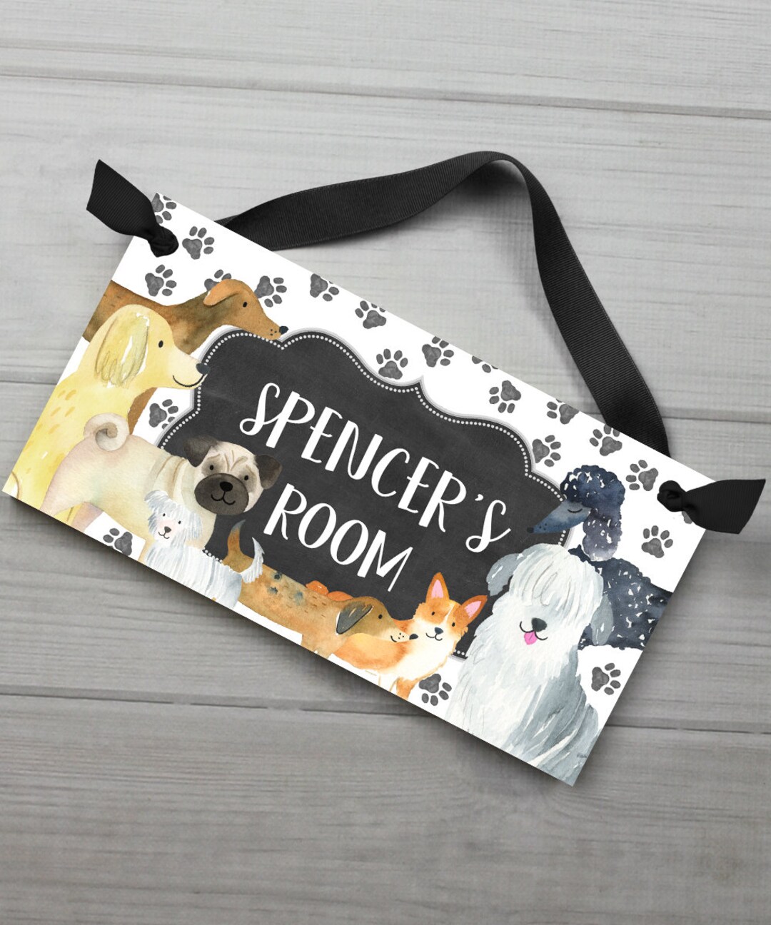 Dogs and Paw Prints DOOR SIGN Puppy Weiner Dog Pug Lab Bedroom - Etsy