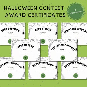Halloween Costume Award Certificate, Costume Awards, Printable ...