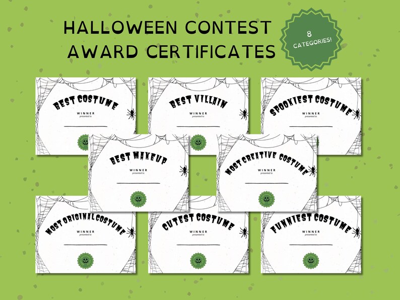 Halloween Costume Award Certificate, Costume Awards, Printable ...