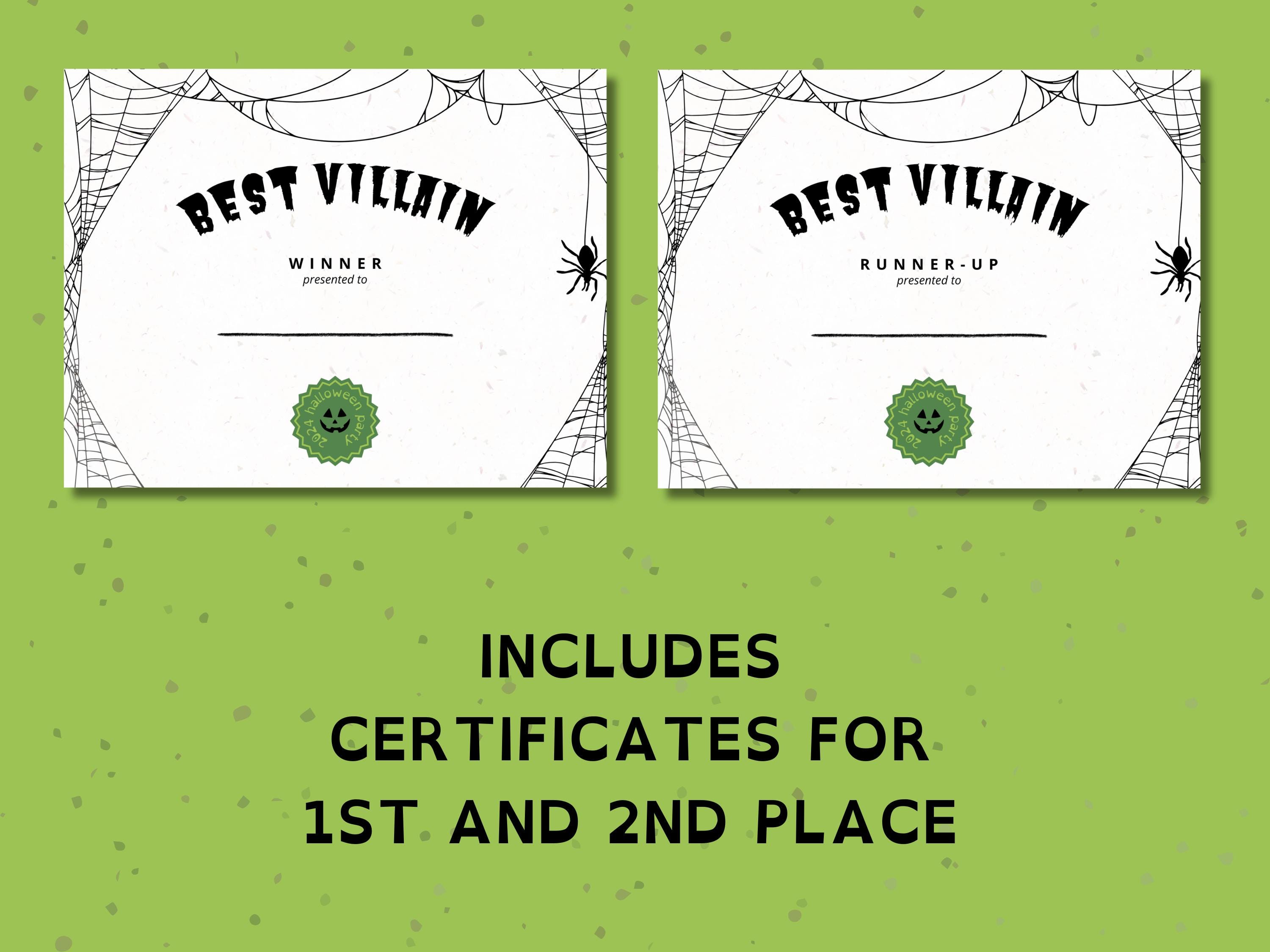 Halloween Costume Award Certificate, Costume Awards, Printable ...