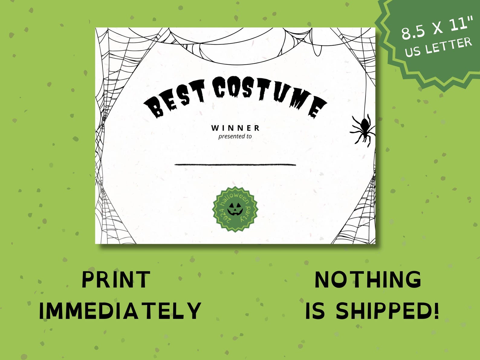 Halloween Costume Award Certificate, Costume Awards, Printable ...