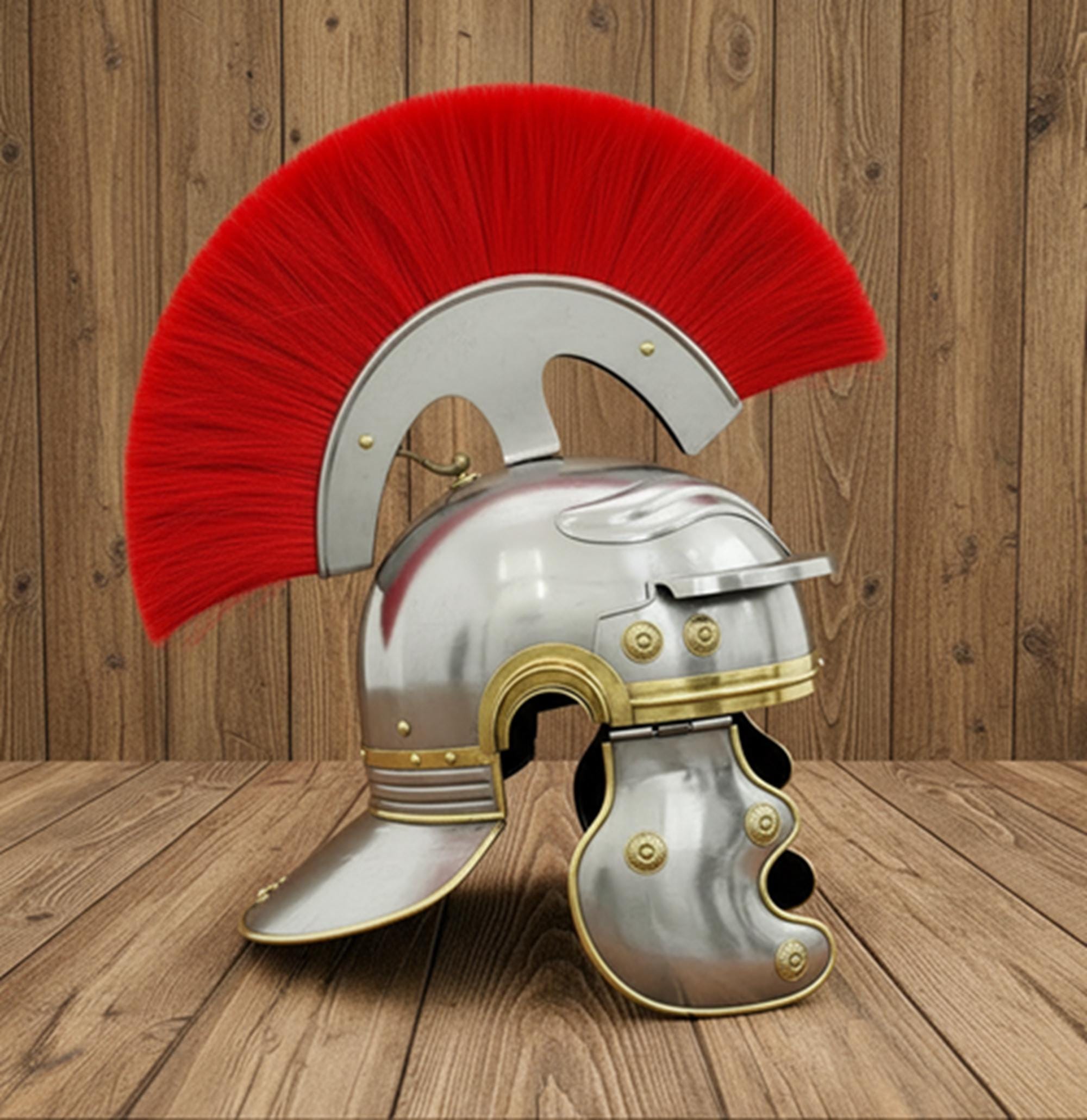 Roman Centurion Helmet With Red Plume & Wooden Stand Free - Etsy