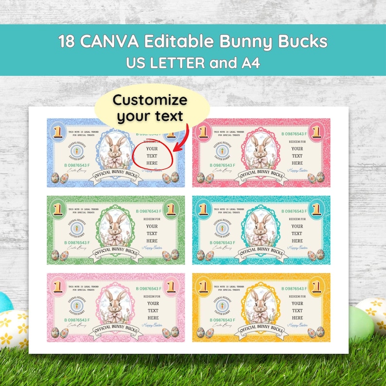 Easter Bunny Bucks Printable & Customizable Reward Coupons for Kids ...