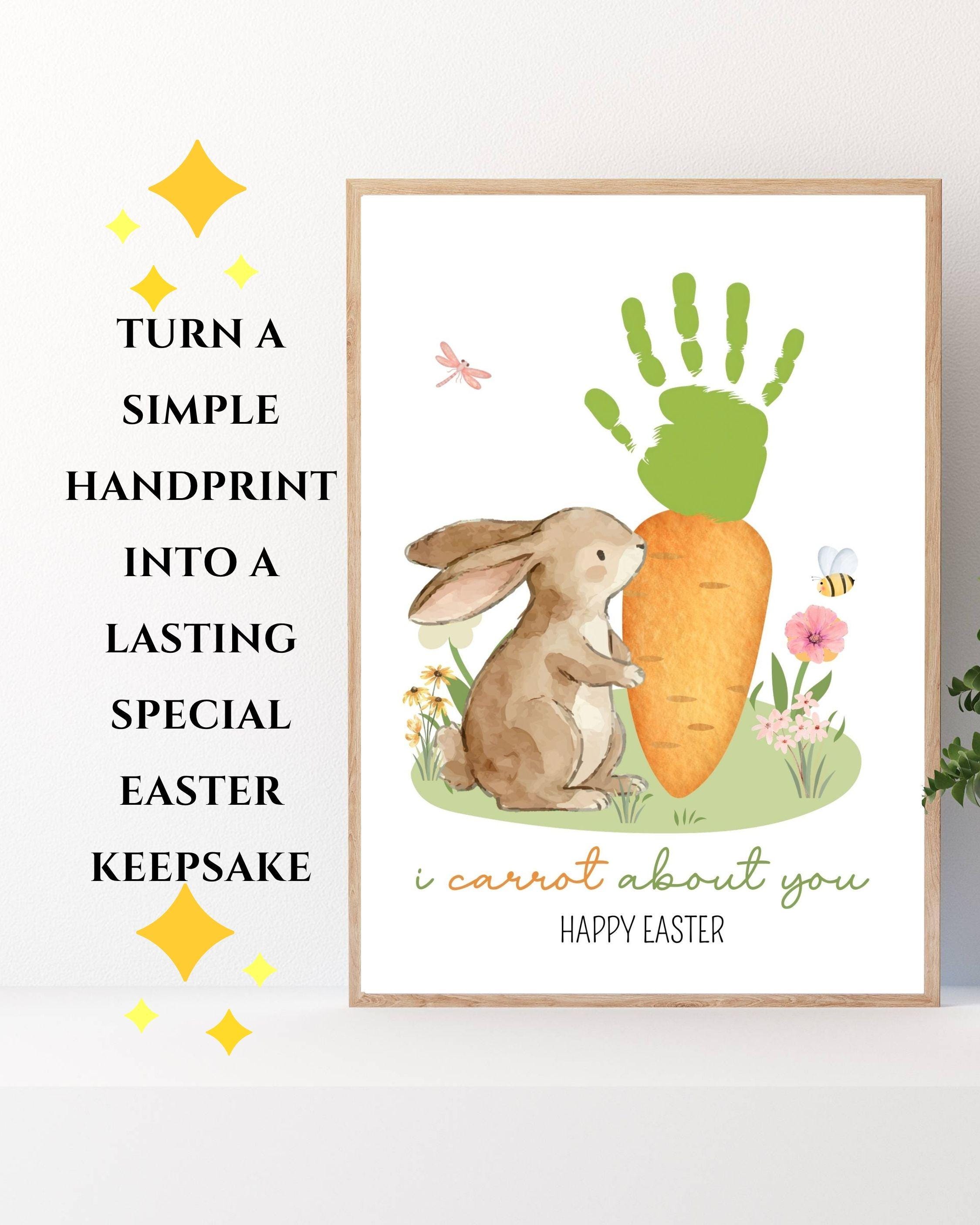 Easter Handprint Craft Bunny Carrot Printable Easter Toddler Handprint ...
