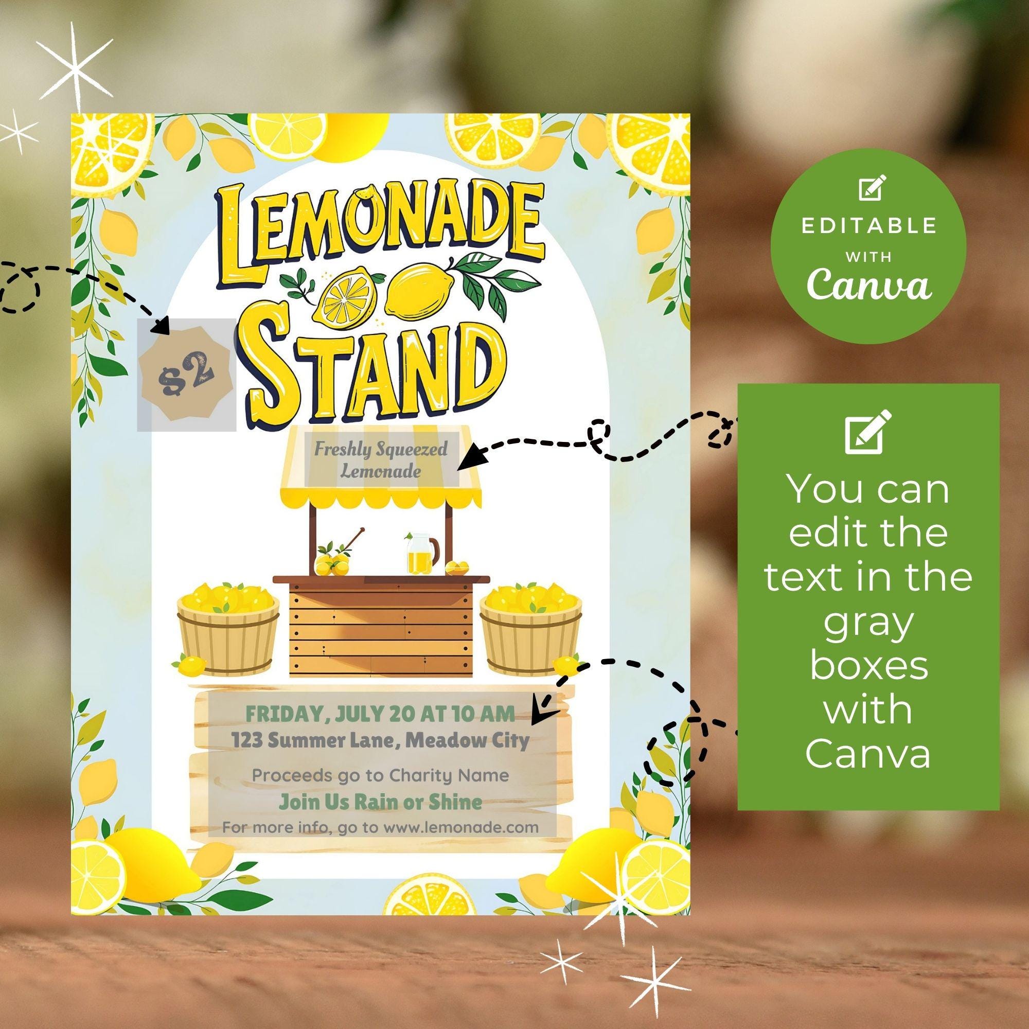 Editable Lemonade Stand Flyer & Poster Template Bundle - Arch Lemon ...