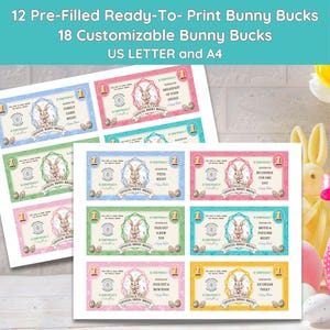 Easter Bunny Bucks Printable & Customizable Reward Coupons for Kids ...