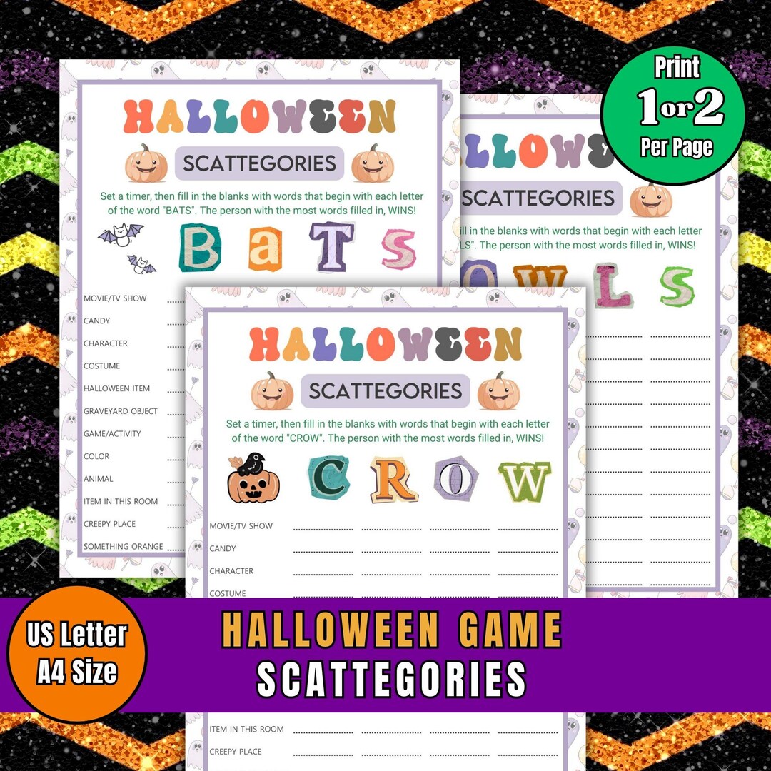 Halloween Scattergories Game: Printable Halloween Party Activity for ...