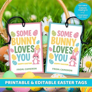 Some Bunny Loves You Printable Easter Gift Tag Easter Basket Tag Easter ...