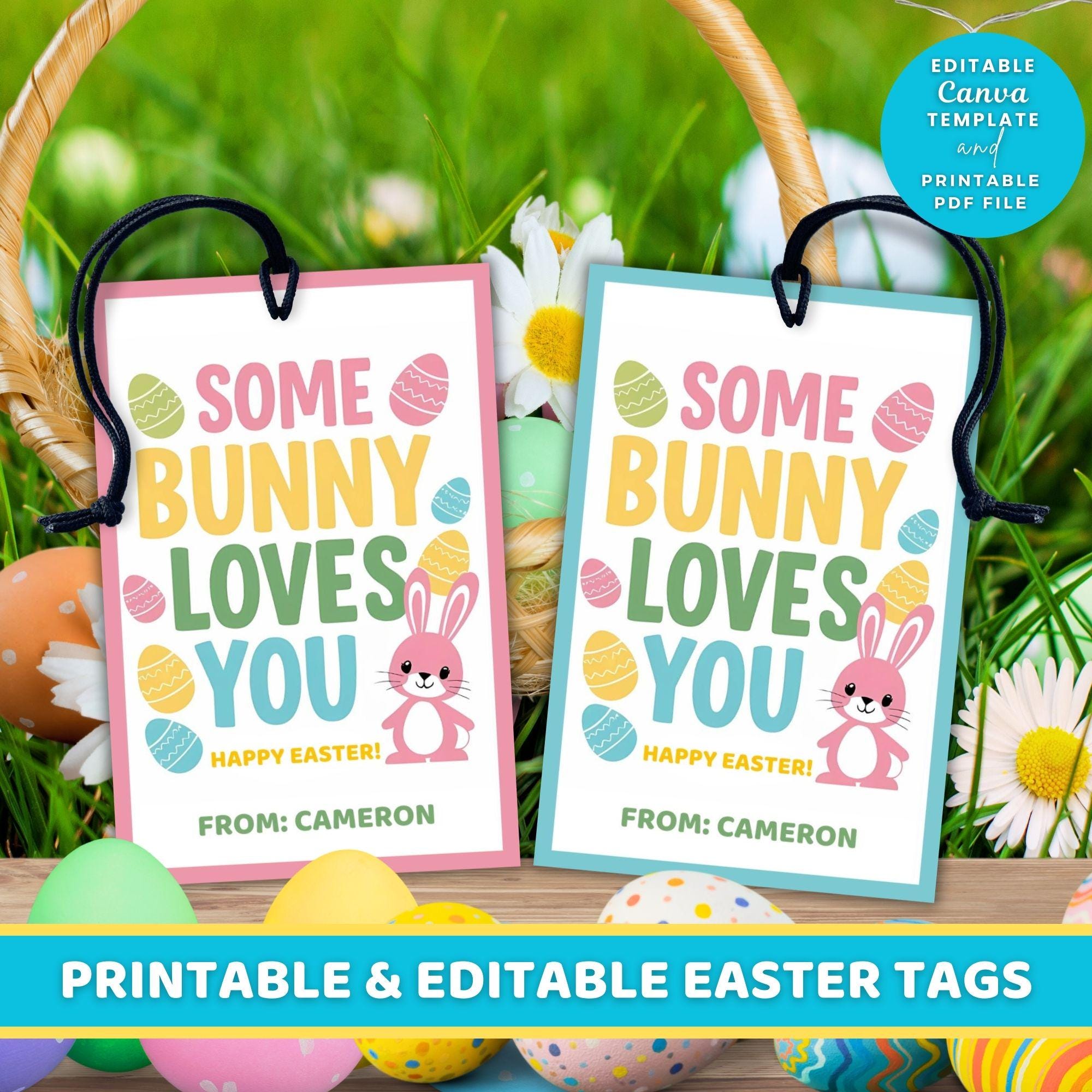 Some Bunny Loves You Printable Easter Gift Tag Easter Basket Tag Easter ...