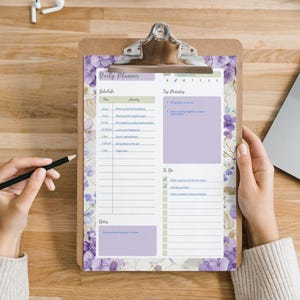 Printable Floral Planner Bundle – Digital Daily Weekly Monthly Purple ...