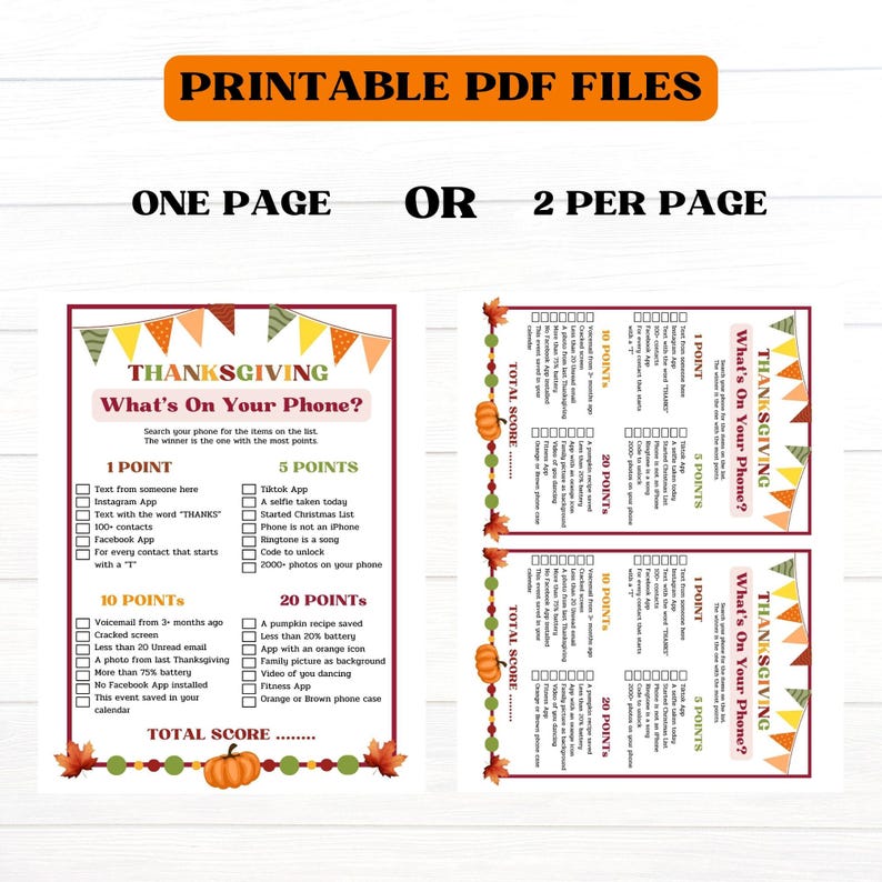 Thanksgiving Game - What's on Your Phone? Fun Family Holiday Dinner ...