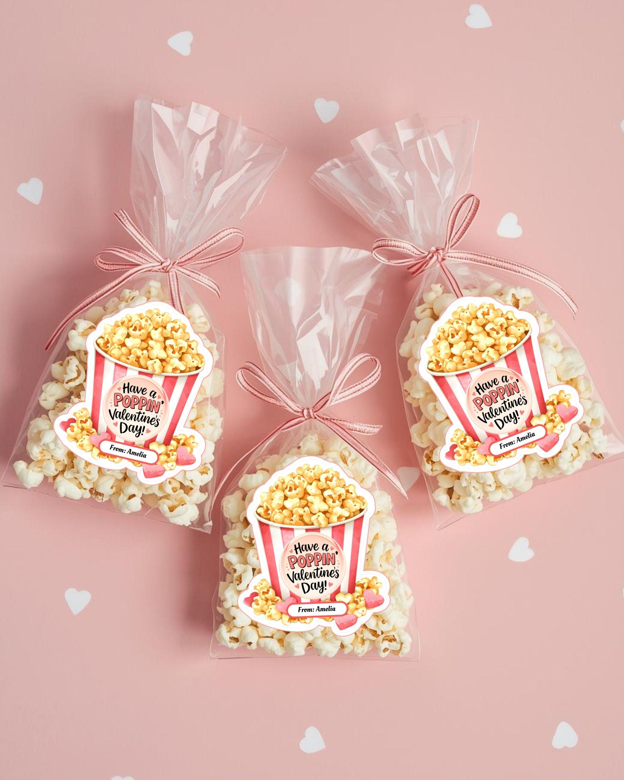 Popcorn Valentine Tags Printable PDF & Editable Canva Template | POPPIN ...