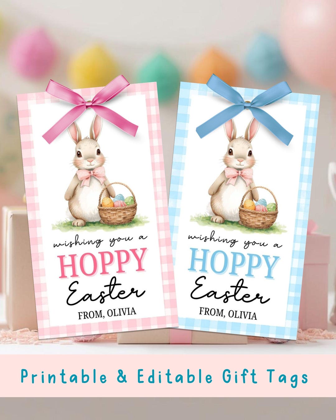 Easter Gift Tag Printable Wishing You a Hoppy Easter Basket Gift Tag ...