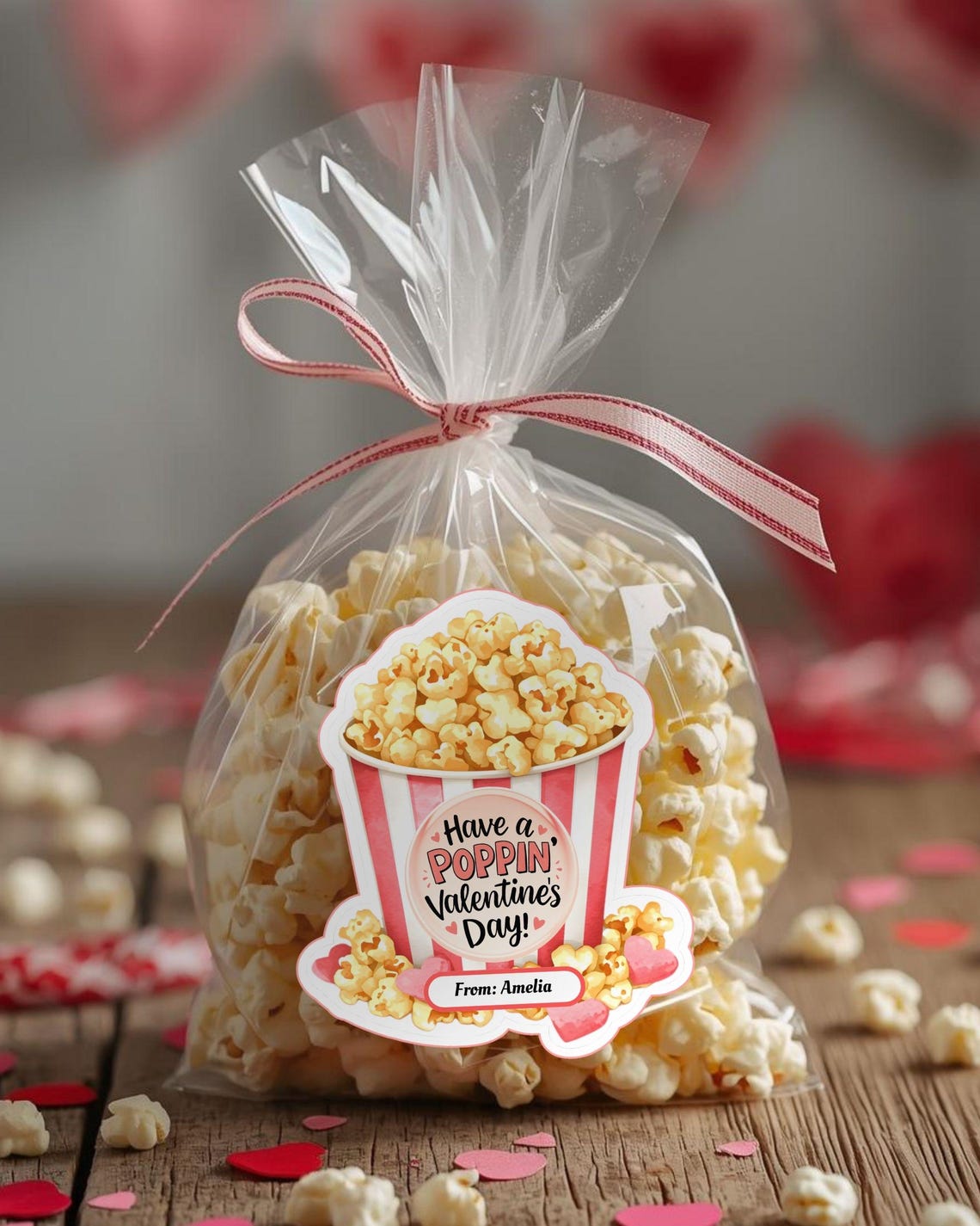 Popcorn Valentine Tags Printable PDF & Editable Canva Template | POPPIN ...