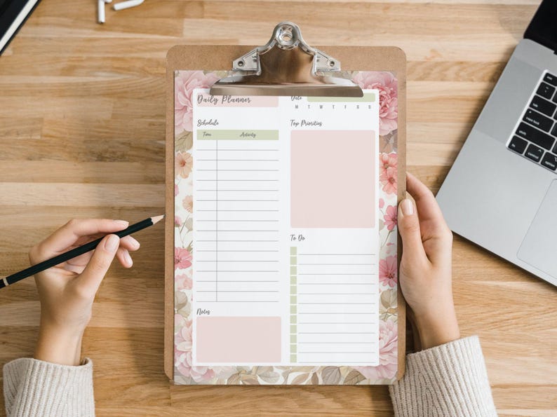 Printable Floral Planner Bundle – Digital Daily Weekly Monthly Pink ...