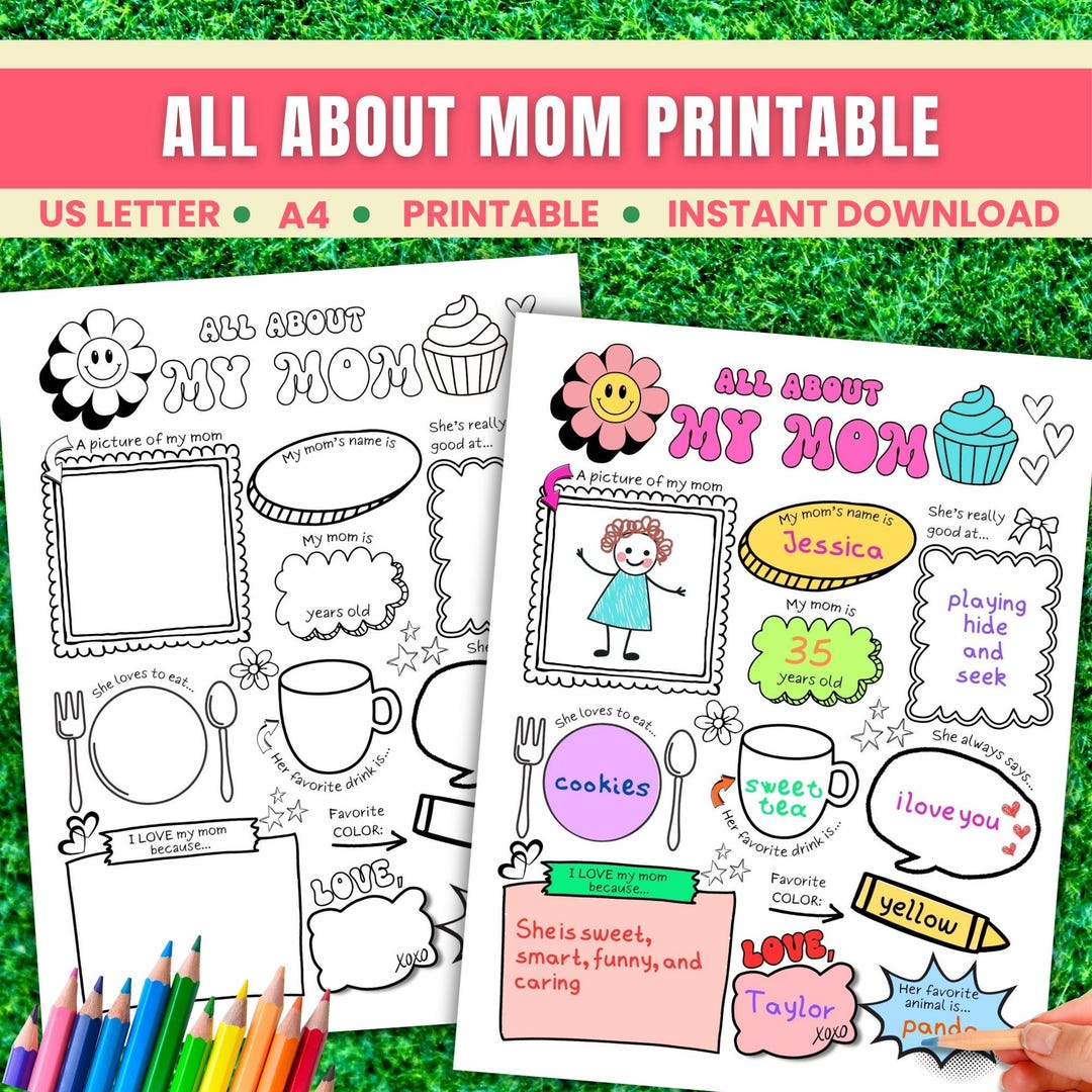 Mother's Day Printable Questionnaire All About Mom & Grandma Kids ...