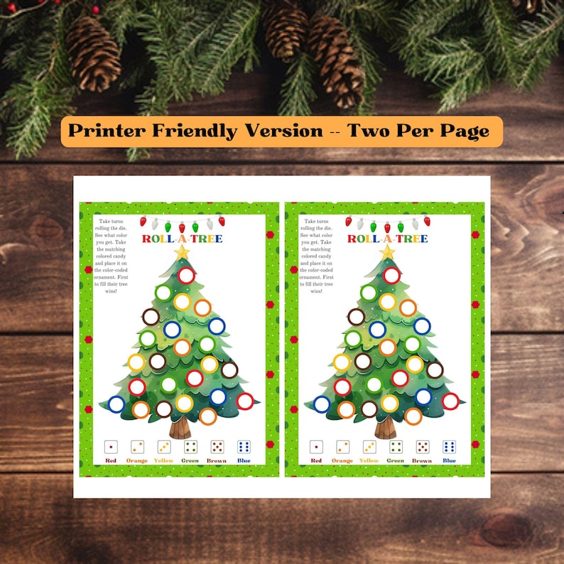 Roll A Tree Christmas Game Printable Christmas Party Game for Family ...