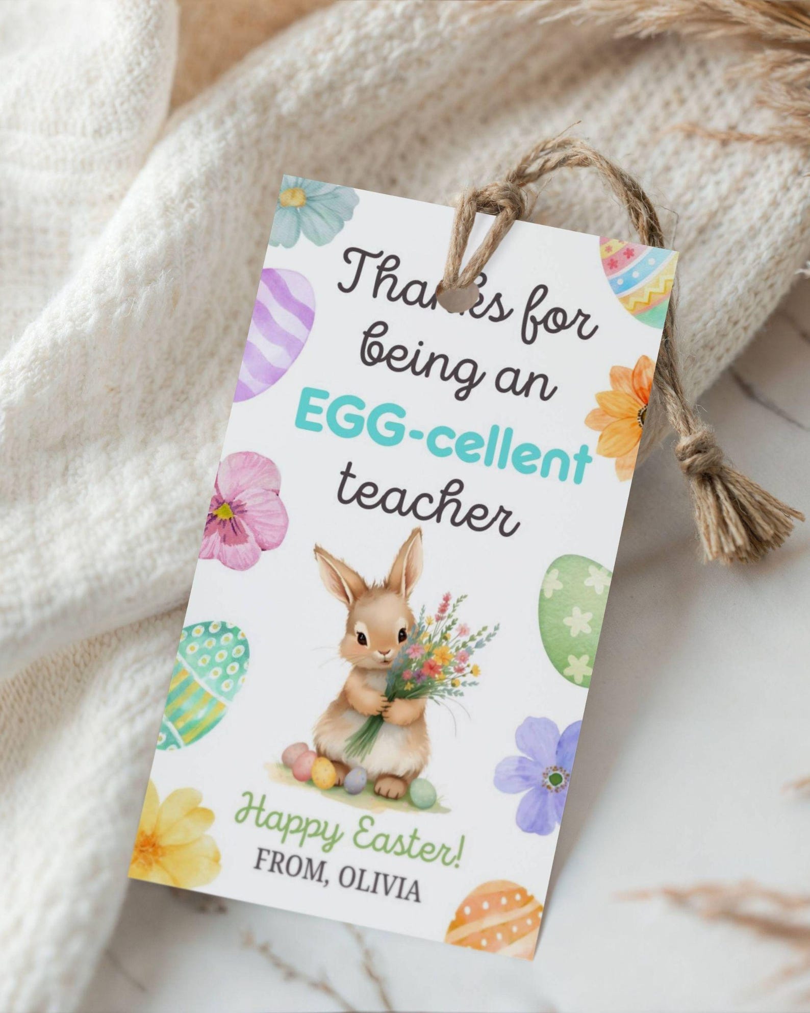Easter Teacher Appreciation Gift Tag Thank You Eggcellent Teacher Gift ...