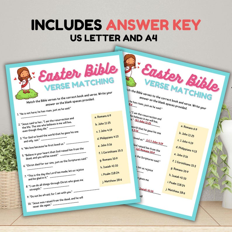 Easter Bible Verse Matching Game Printable Christian Family & Sunday ...
