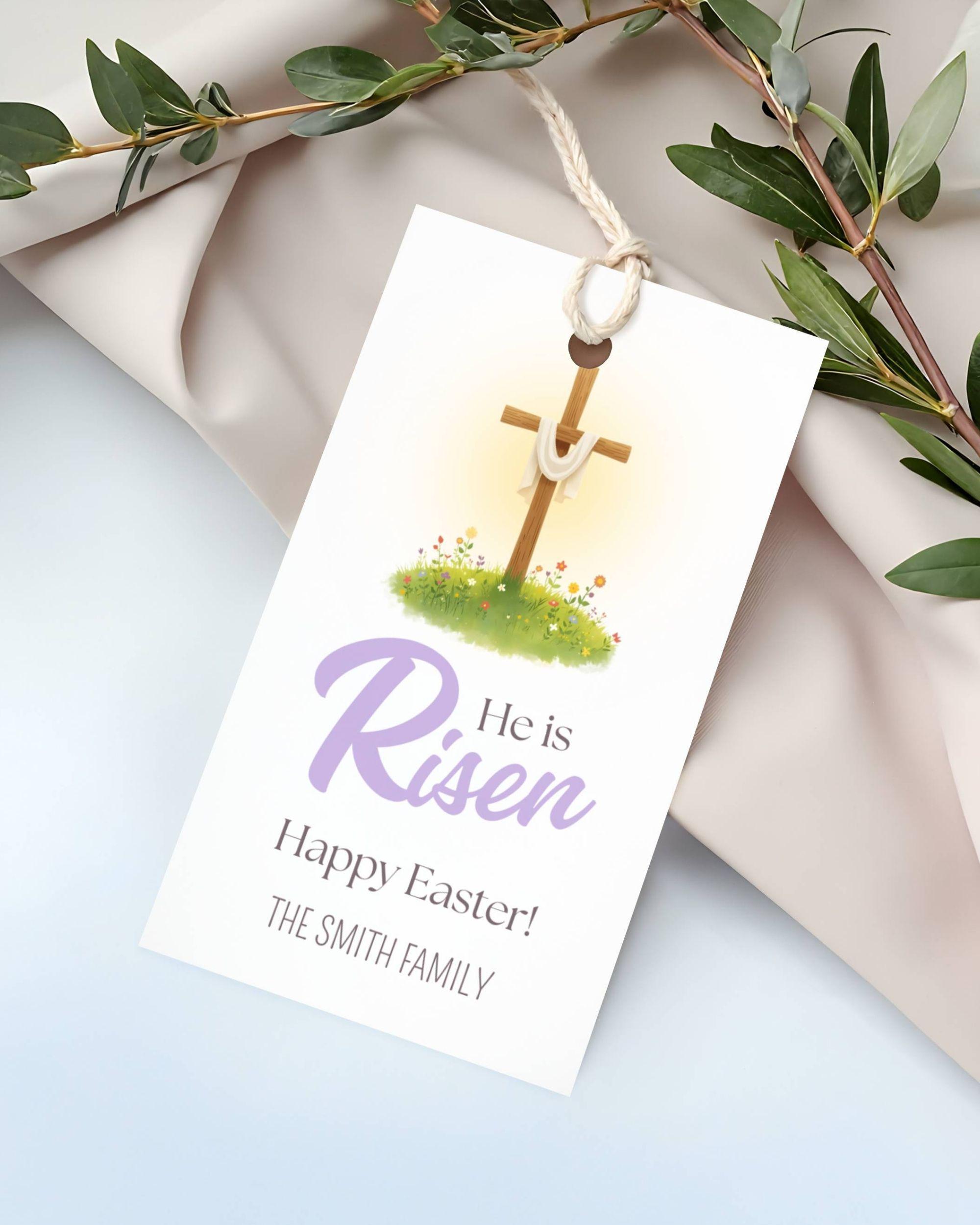 He is Risen Easter Gift Tag Printable Christian Easter Tag, Religious ...