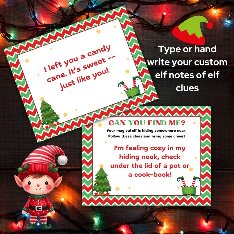 Editable Elf Notes & Hide and Seek Clue Cards Printable Bundle ...