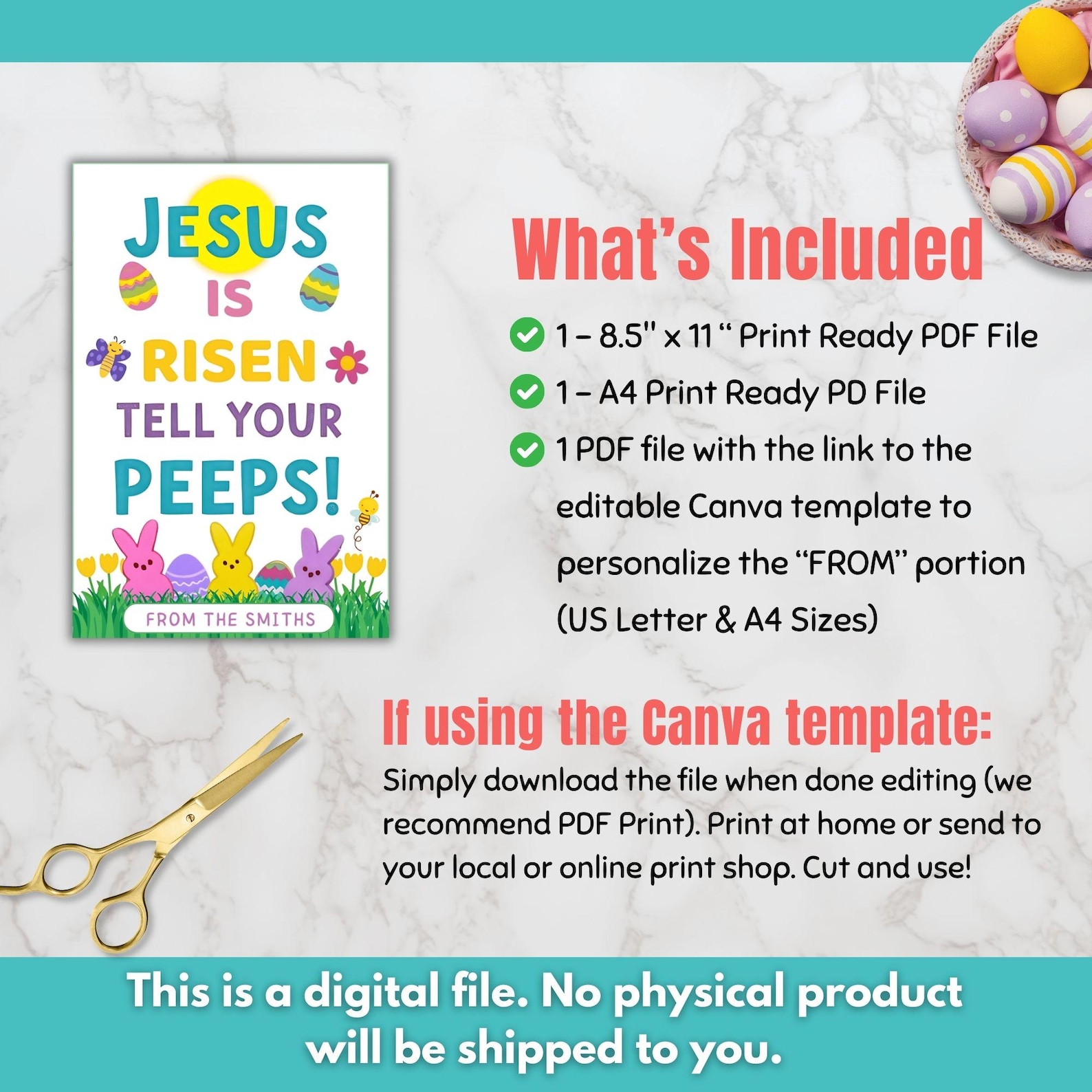 Editable Jesus is Risen Tell Your Peeps Easter Gift Tags Printable ...