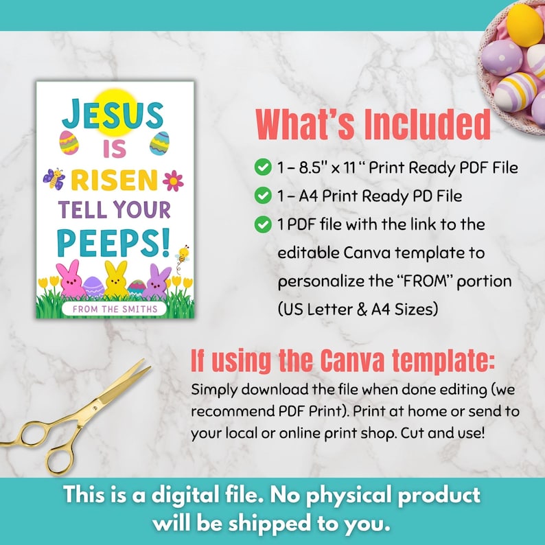 Editable Jesus is Risen Tell Your Peeps Easter Gift Tags Printable ...