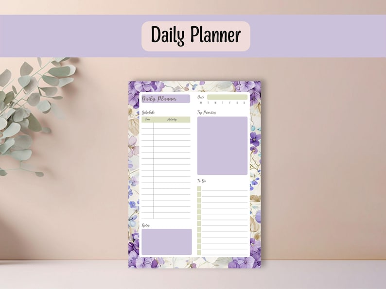Printable Floral Planner Bundle – Digital Daily Weekly Monthly Purple ...