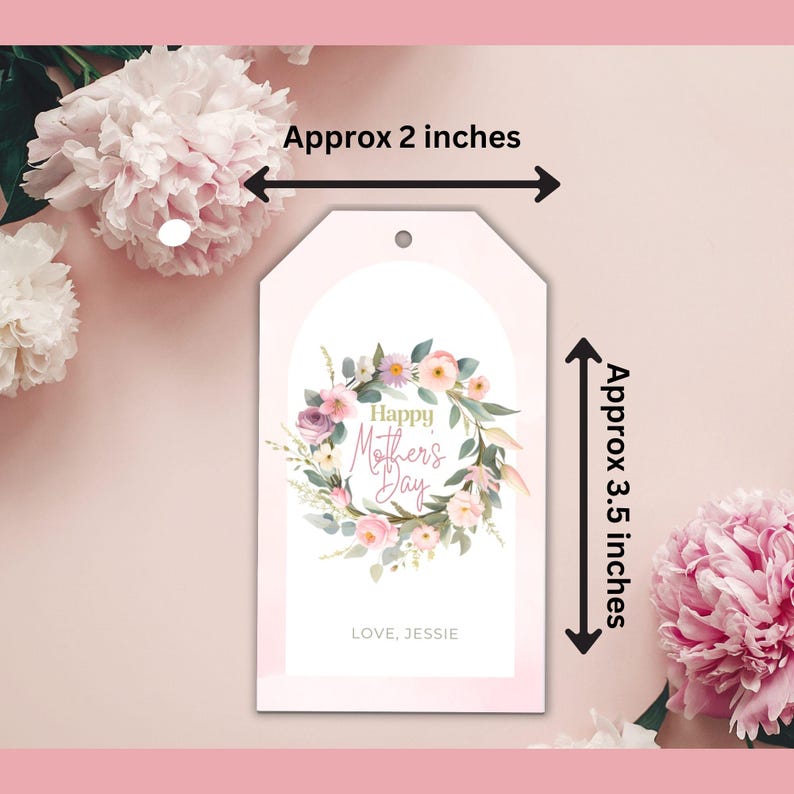 Mother’s Day Gift Tag Printable & Editable Canva Template Floral Wreath ...