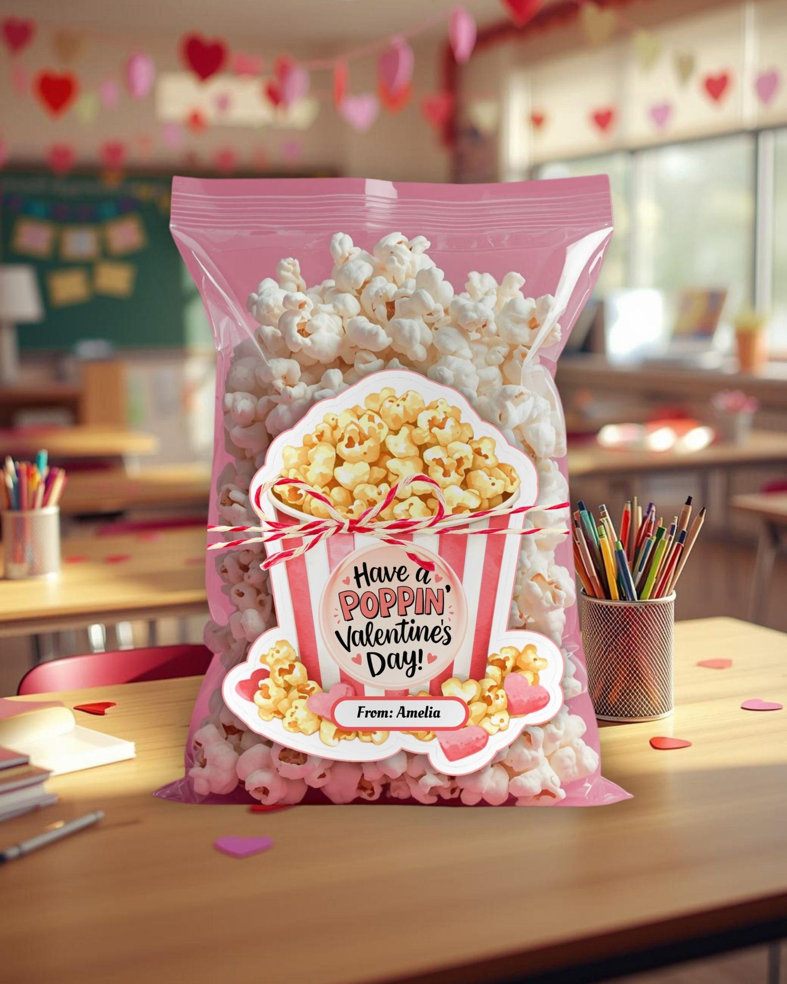 Popcorn Valentine Tags Printable PDF & Editable Canva Template | POPPIN ...