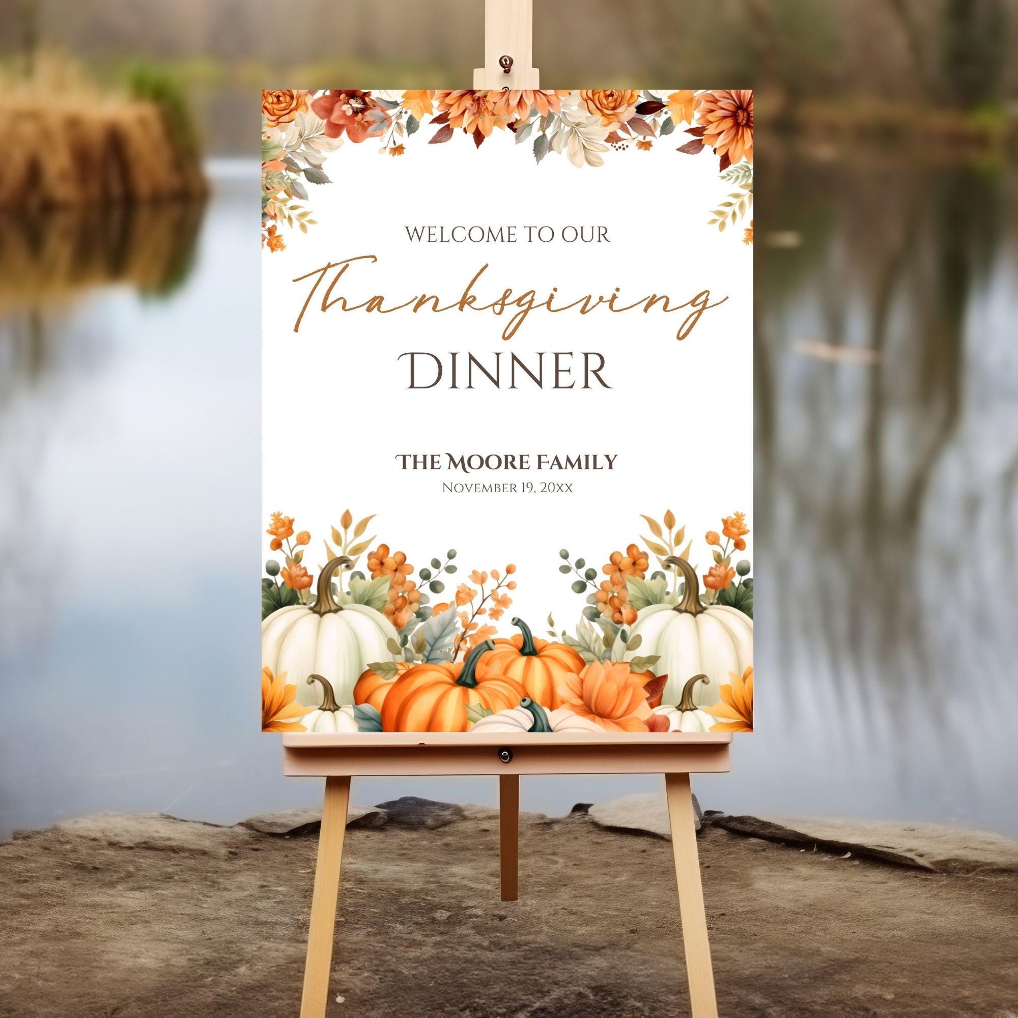 Editable Thanksgiving Welcome Sign Printable Friendsgiving Dinner Sign ...