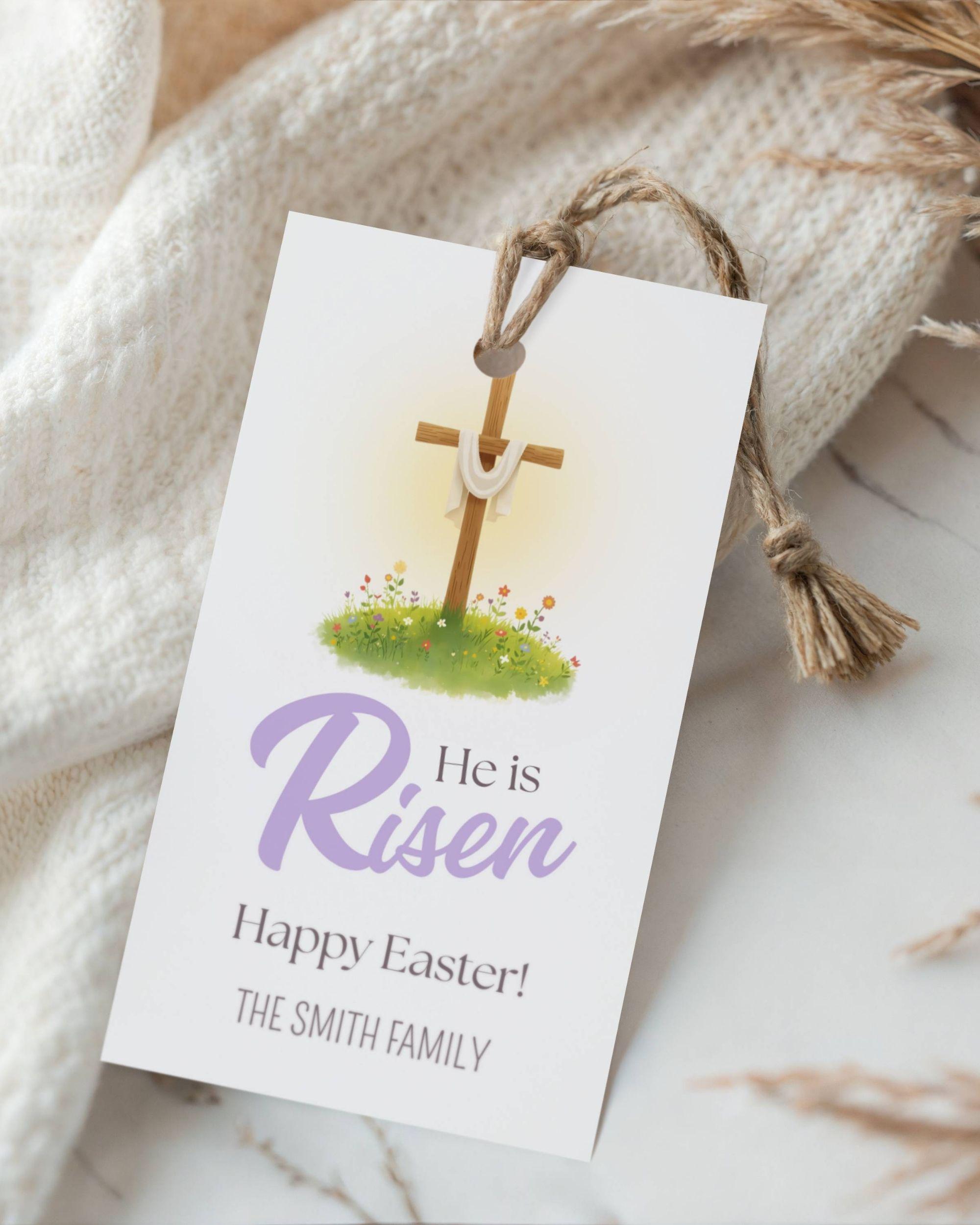 He is Risen Easter Gift Tag Printable Christian Easter Tag, Religious ...